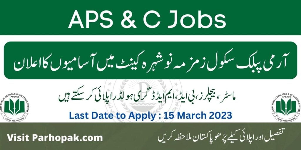 APS Okara Cantt Jobs 2022 - Army Public School and College Latest ...