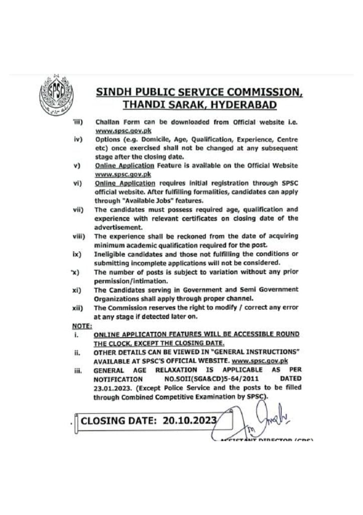 Sindh Public Service Commission SPSC Jobs 2023 Apply Online