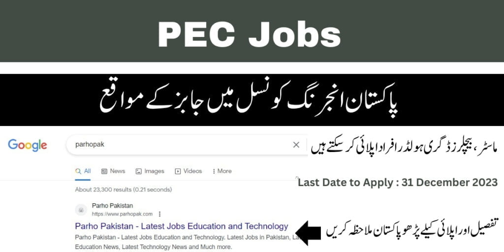 Pakistan Engineering Council PEC Jobs 2024 Apply Online
