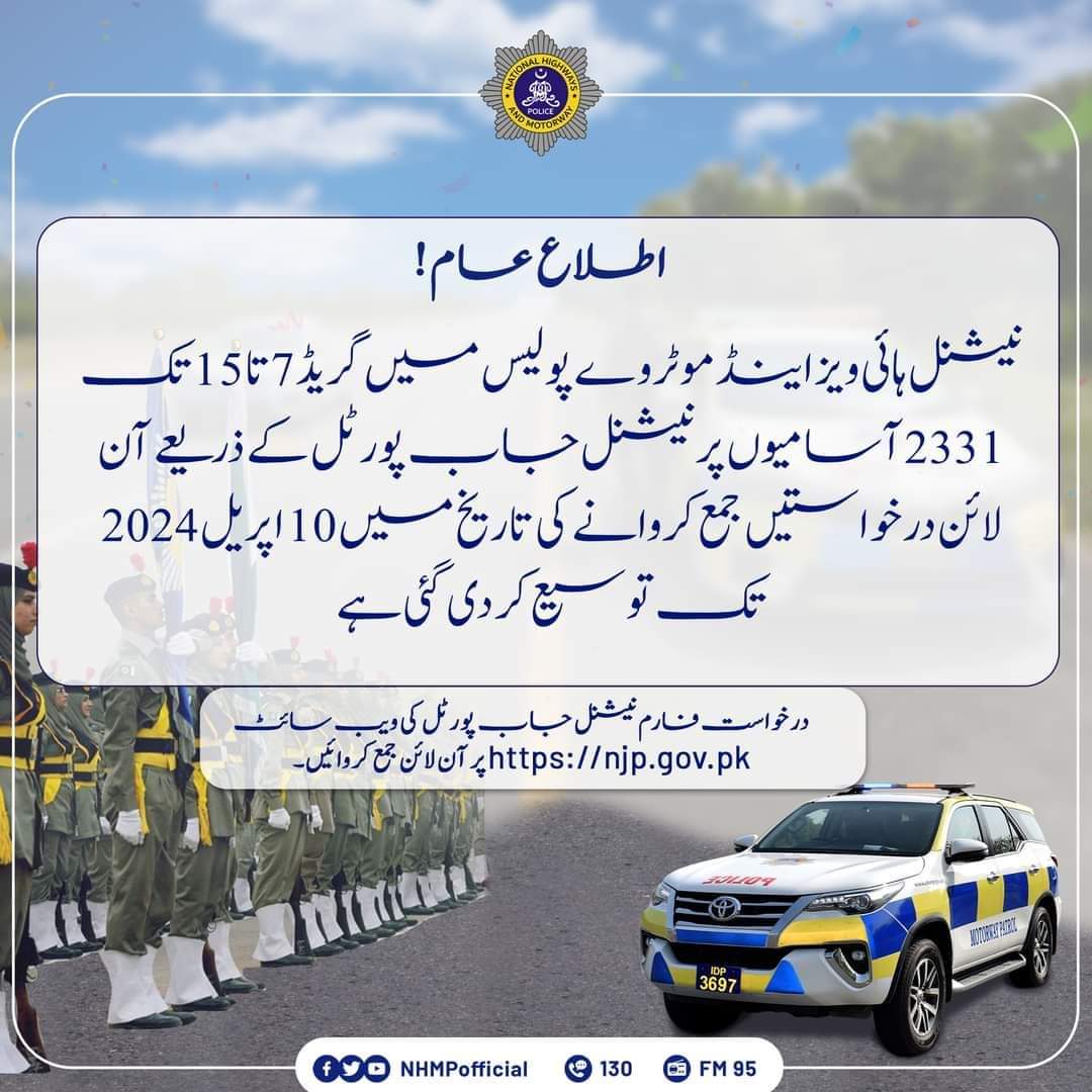 Junior Patrol Officer Motorway Police Jobs 2024
