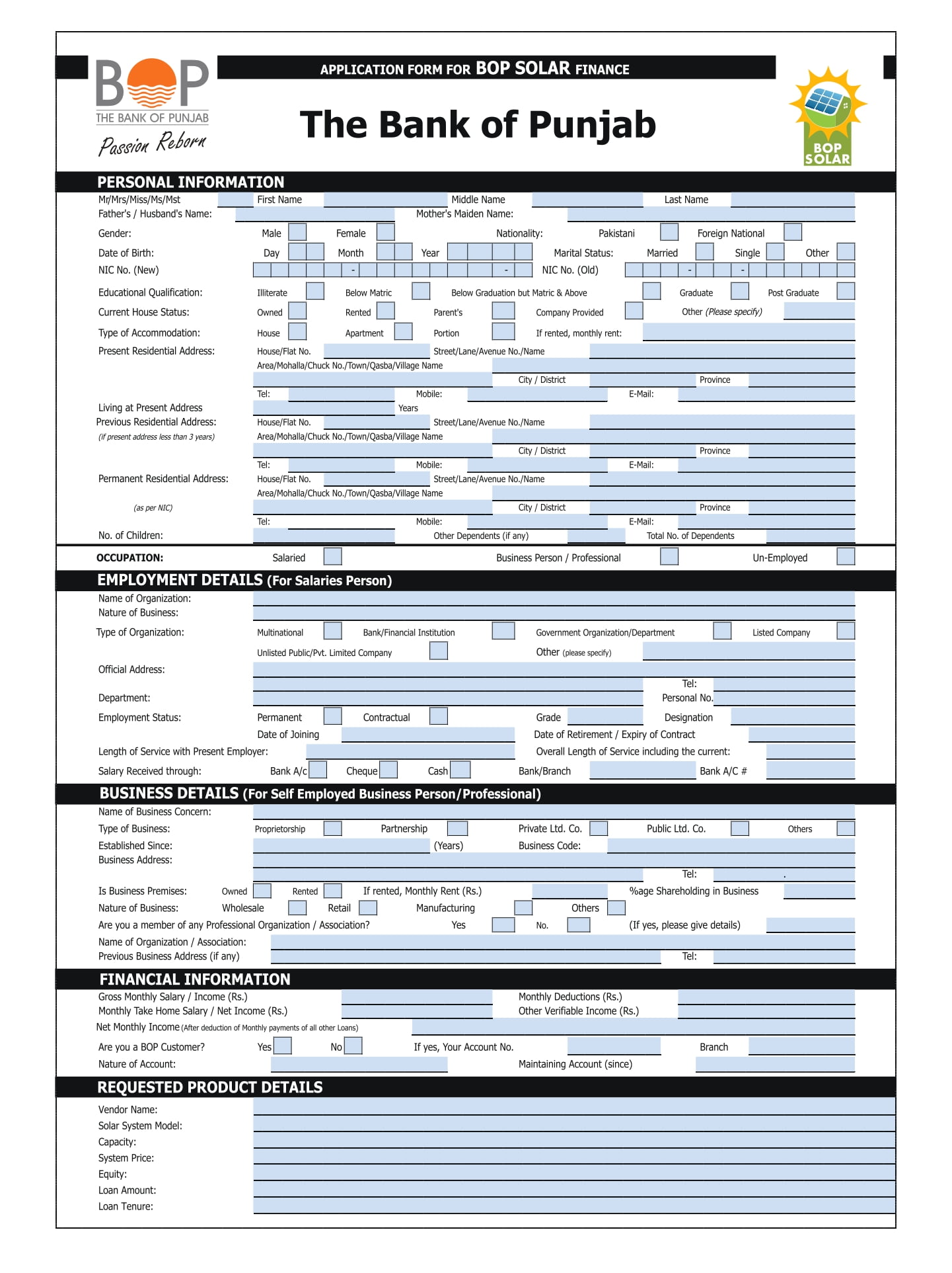 BOP Solar Panels Scheme Download Registration Form and Apply Online